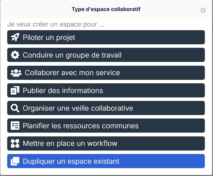 Créer un espace de travail – RESANA