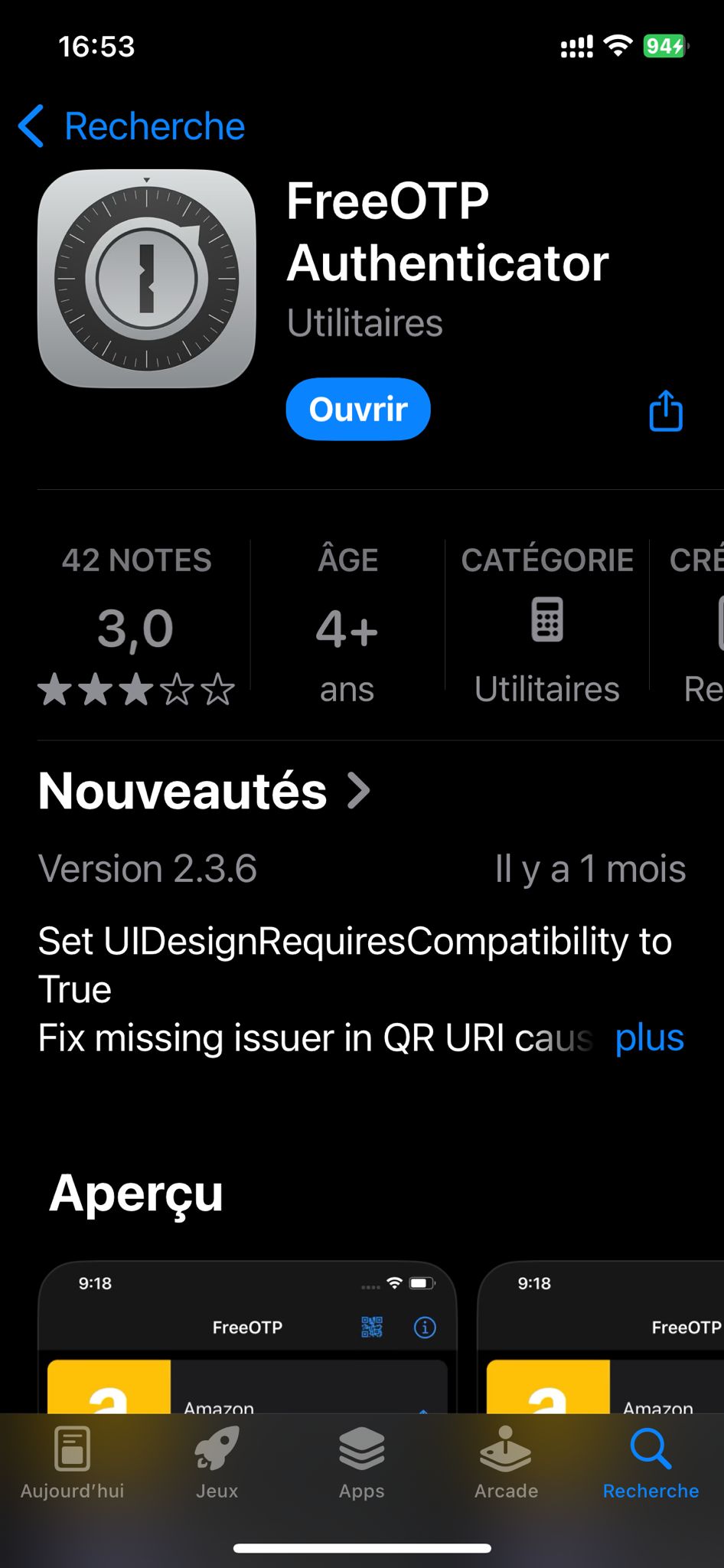 La double authentification avec l'application FreeOTP – RESANA